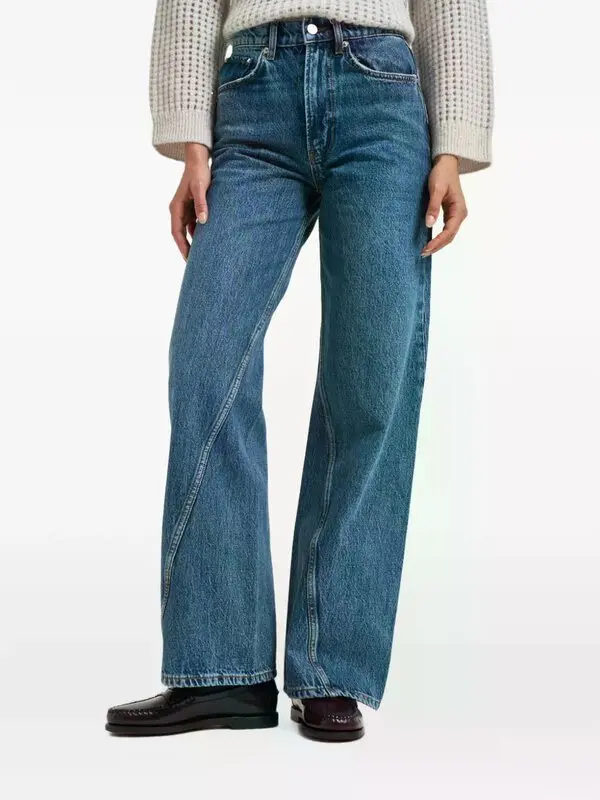 ANINE BING High Rise Wide Leg Jeans