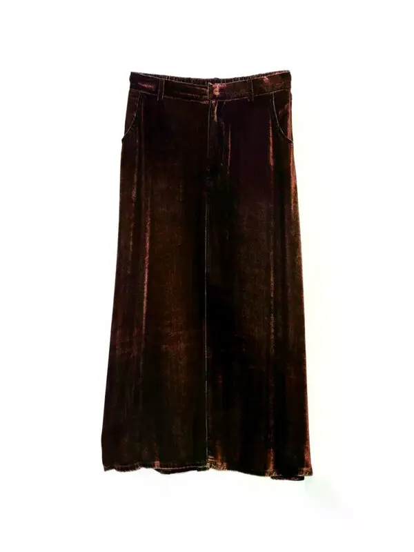 PIERRE-LOUIS MASCIA Velvet Effect Maxi Skirt - Brown