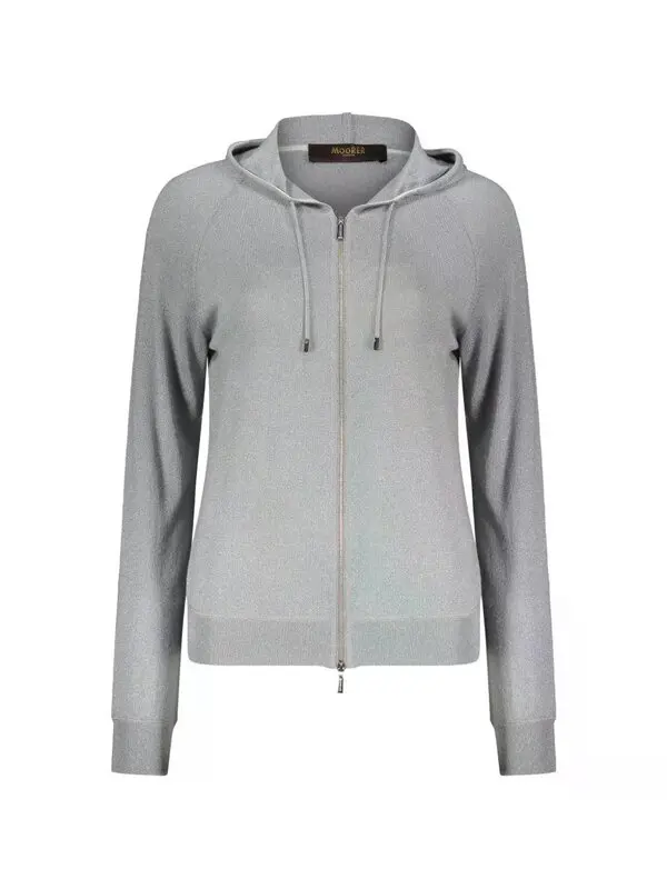 MOORER Zip-up Hooded Cardigan - Grey