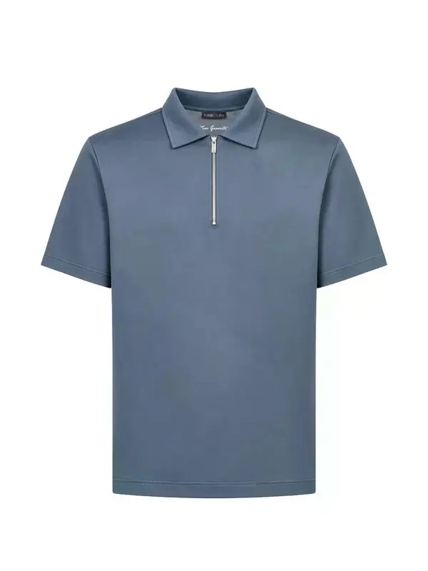 TOMBOLINI Quarter-zip Short-sleeve Polo Shirt - Blue