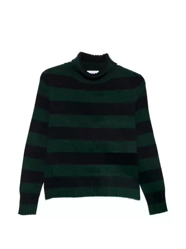 BEYOU Striped Knit Sweater - Blue