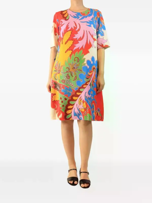 Etro Abstract Print Short Sleeve Midi Dress