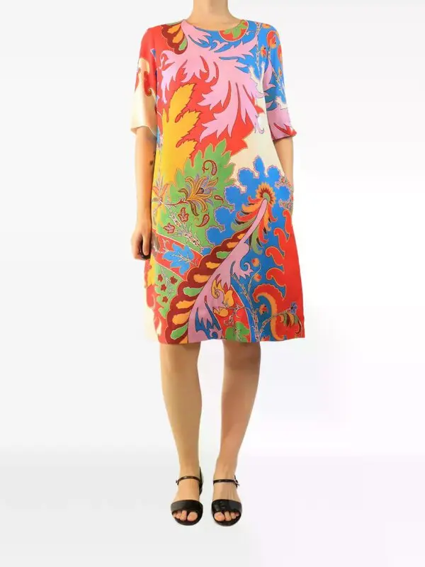 Etro Abstract Print Short Sleeve Midi Dress