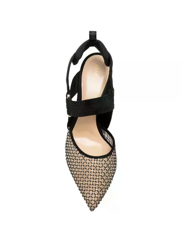 Fendi Embellished Mesh Pointed Toe Pumps