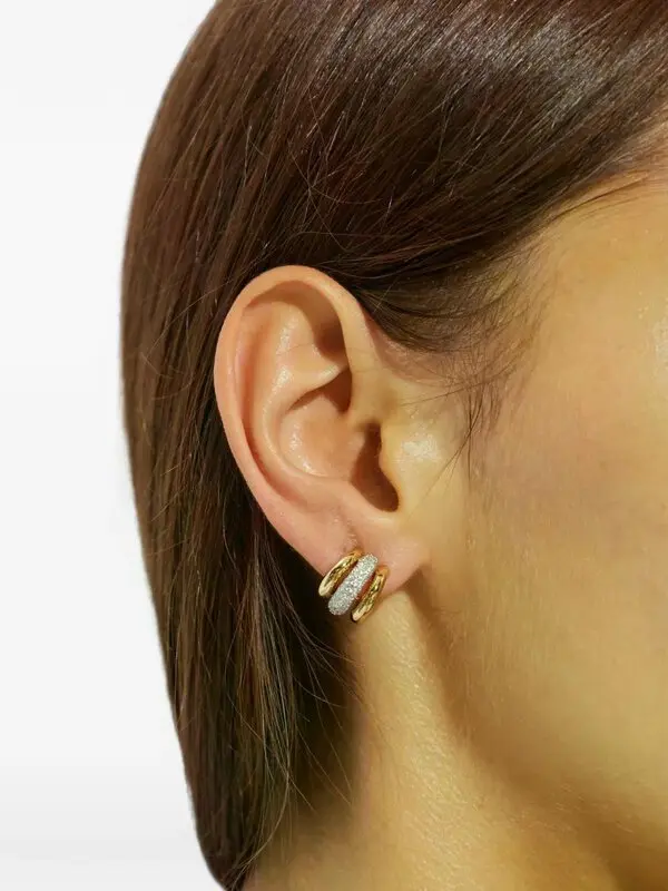 Kate Spade New York Crystal Embellished Triple Hoop Huggie Earrings - Gold