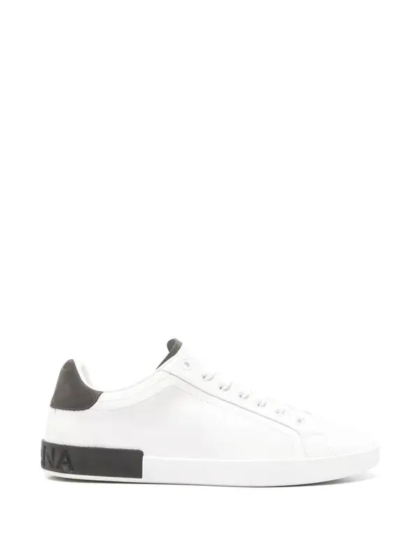 Dolce & Gabbana Contrast Heel Embossed Logo Sneakers - White