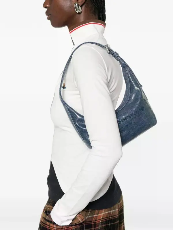 Alexander Wang Crinkled-effect Logo-debossed Shoulder Bag - Blue