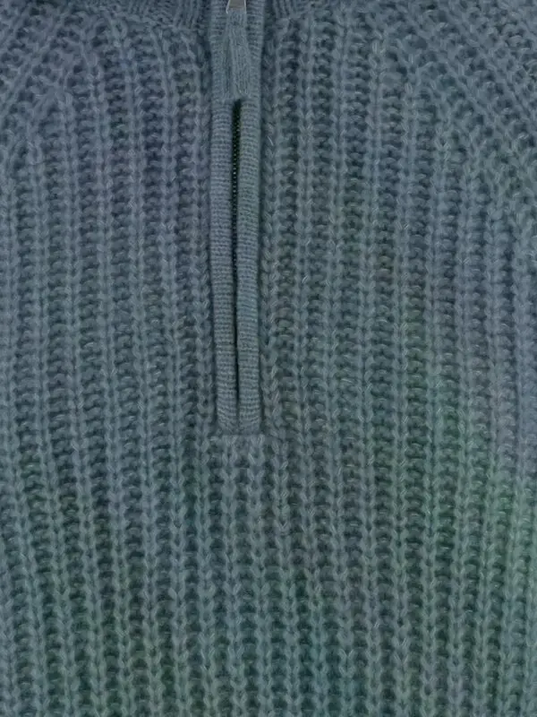 ALLUDE Ribbed-knit Quarter-zip Sweater