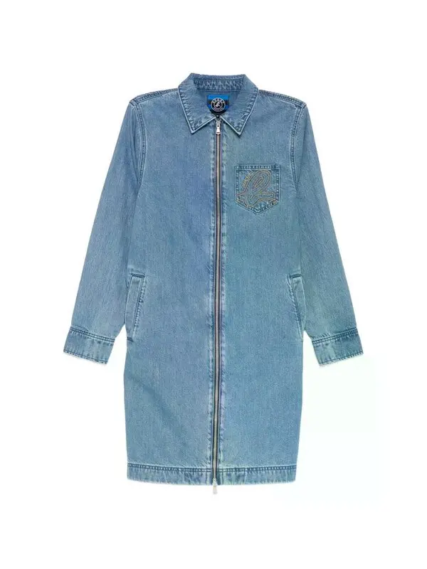 AGNES B. Denim Logo-embroidered Dress