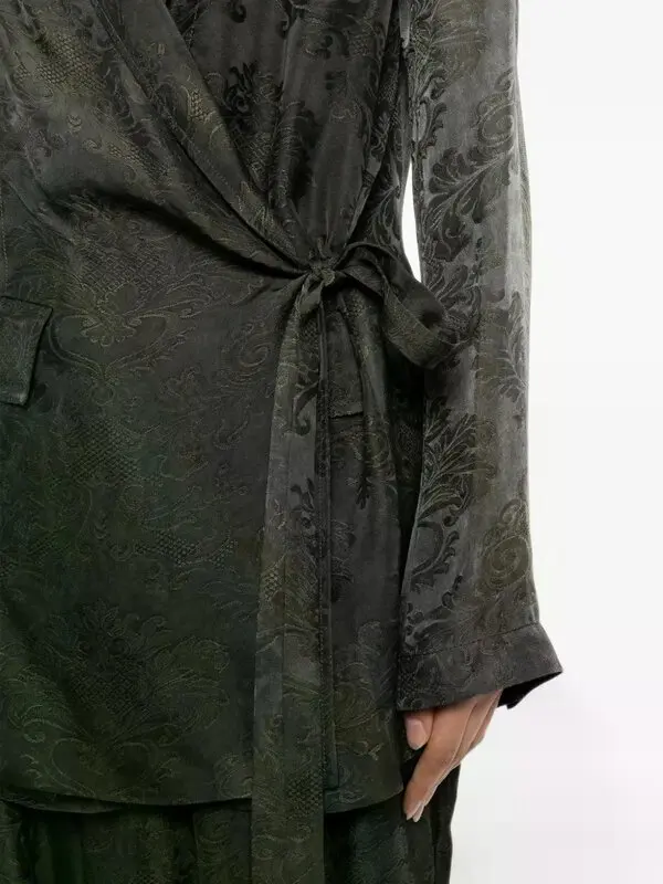 UMA WANG Damask Pattern Wrap Jacket - Green