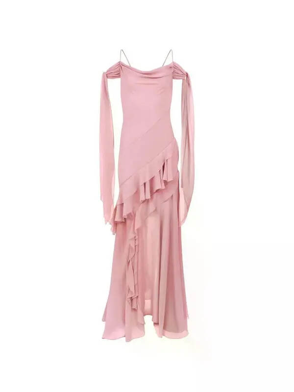 Nina Ricci Silk Ruffled Maxi Dress