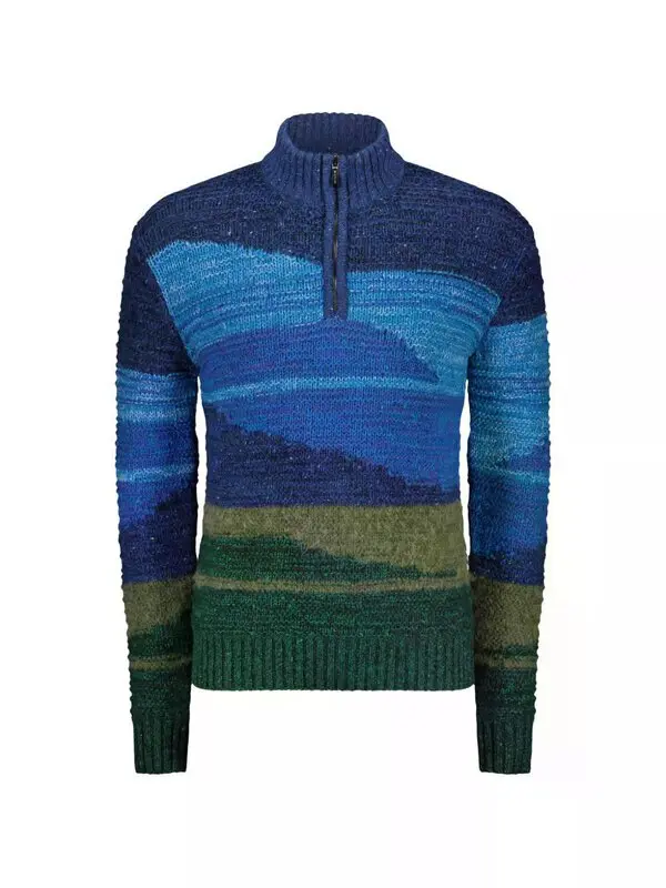 MOORER Striped Zip-fastening Sweater