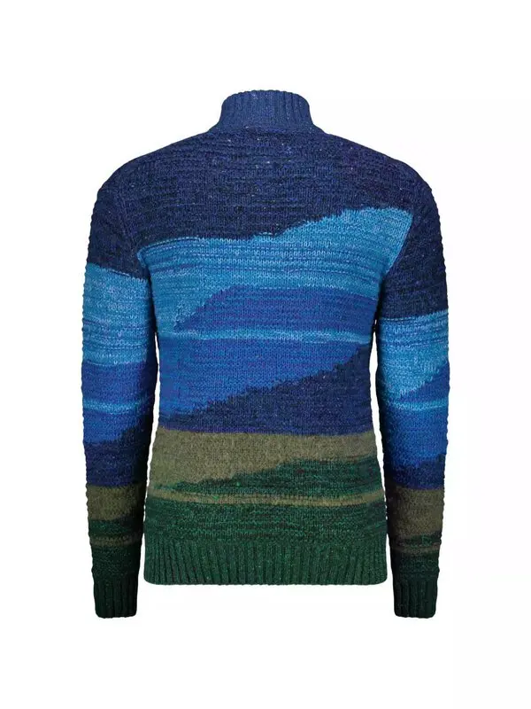 MOORER Striped Zip-fastening Sweater