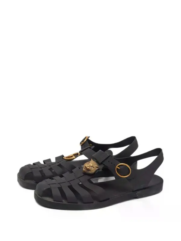 Gucci Double G Jelly Sandals - Black