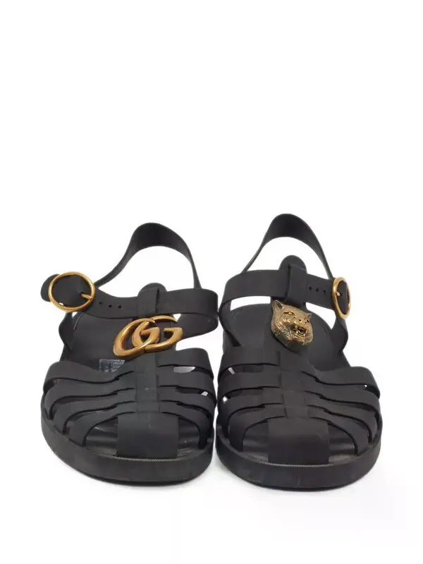 Gucci Double G Jelly Sandals - Black