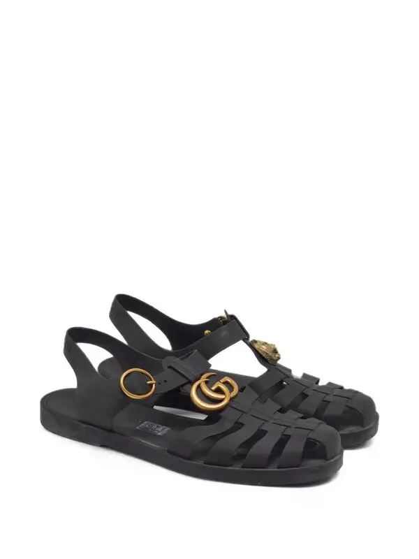 Gucci Double G Jelly Sandals - Black
