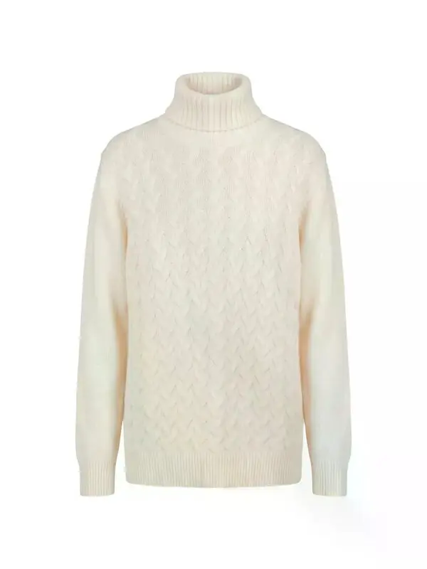 MOORER Cable-knit Roll-neck Sweater