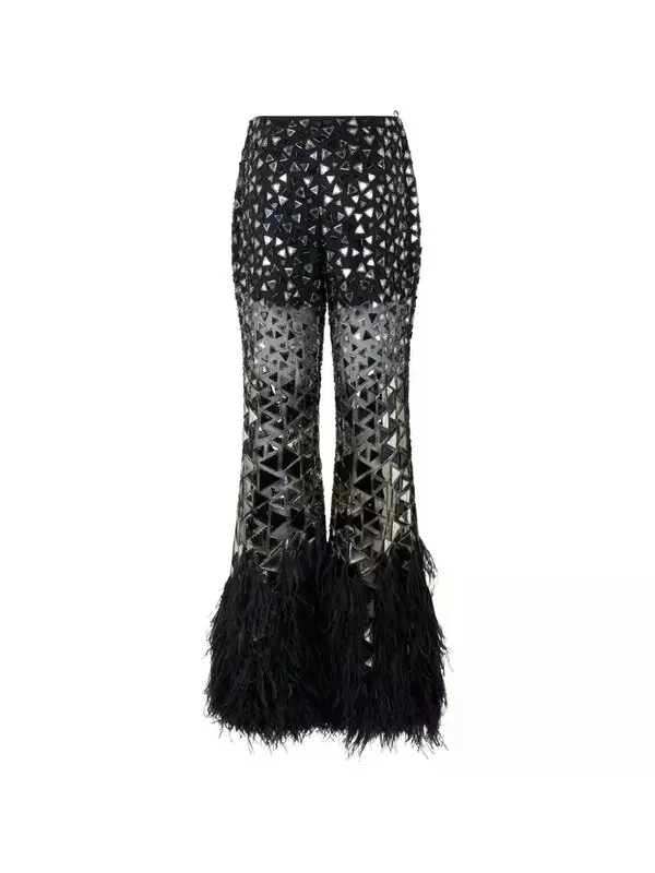 Alberta Ferretti Feather-trim Embellished Trousers