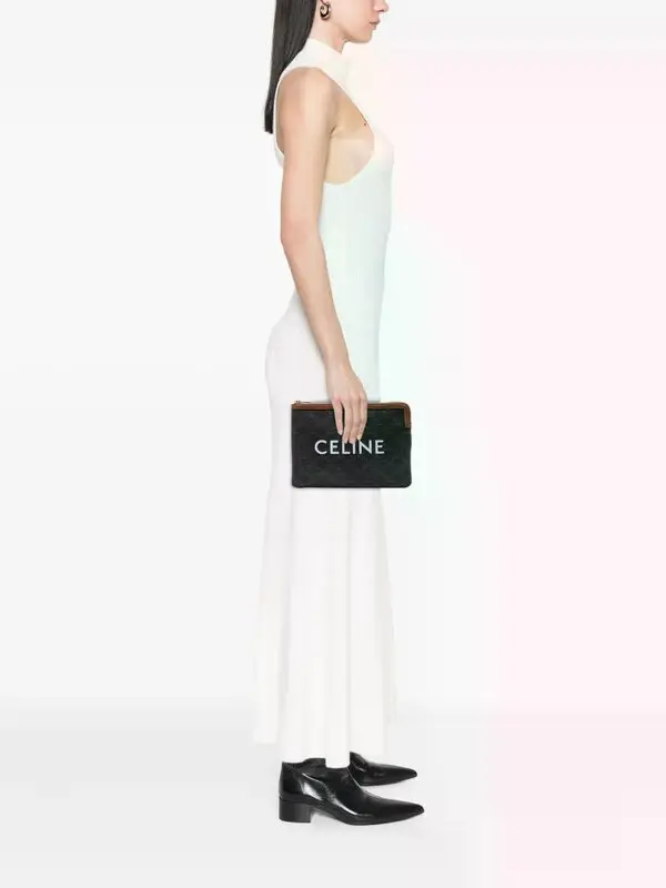 Celine Triomphe Coated Canvas Clutch Bag