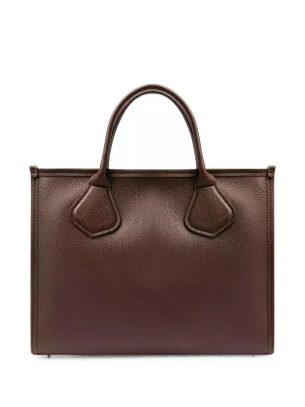 LANCEL Grained Leather Tote Bag With Embossed Logo - Brown