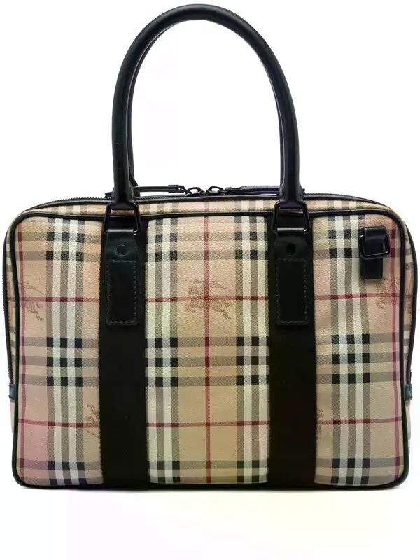 Burberry Haymarket Check Coated Canvas Business Bag - Neutrals