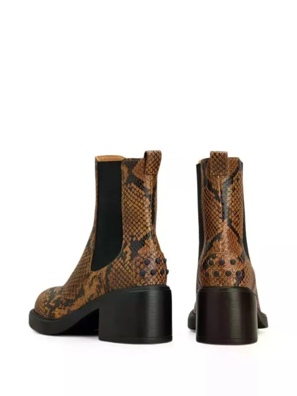 TOD'S Snake-effect Leather Ankle Boots