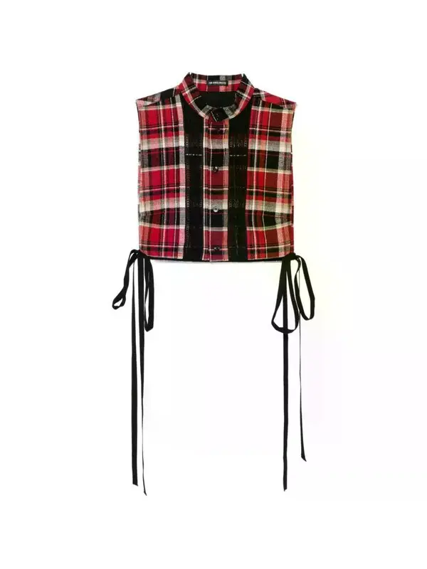 ANN DEMEULEMEESTER Lace-trim Checked Top