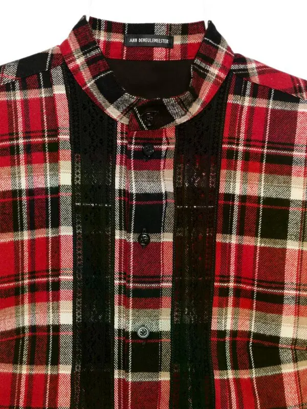 ANN DEMEULEMEESTER Lace-trim Checked Top