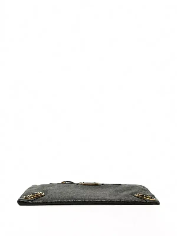 Balenciaga Goatskin Leather Metallic Edge Clutch Bag