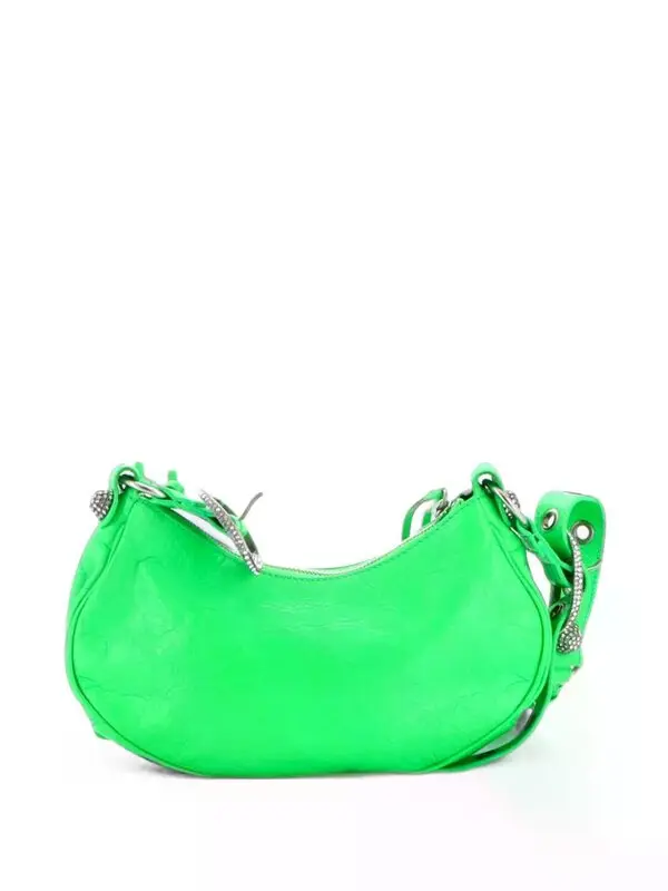 Balenciaga Le Cagole Giant Studs Leather With Crystals Xs Shoulder Bag - Green