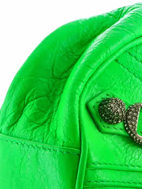 Balenciaga Le Cagole Giant Studs Leather With Crystals Xs Shoulder Bag - Green
