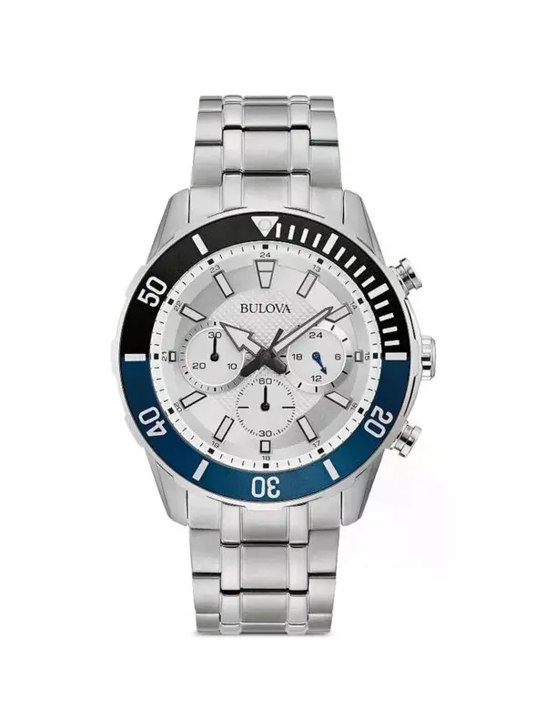 Bulova Classic Chronograph 44mm Watch - Silver