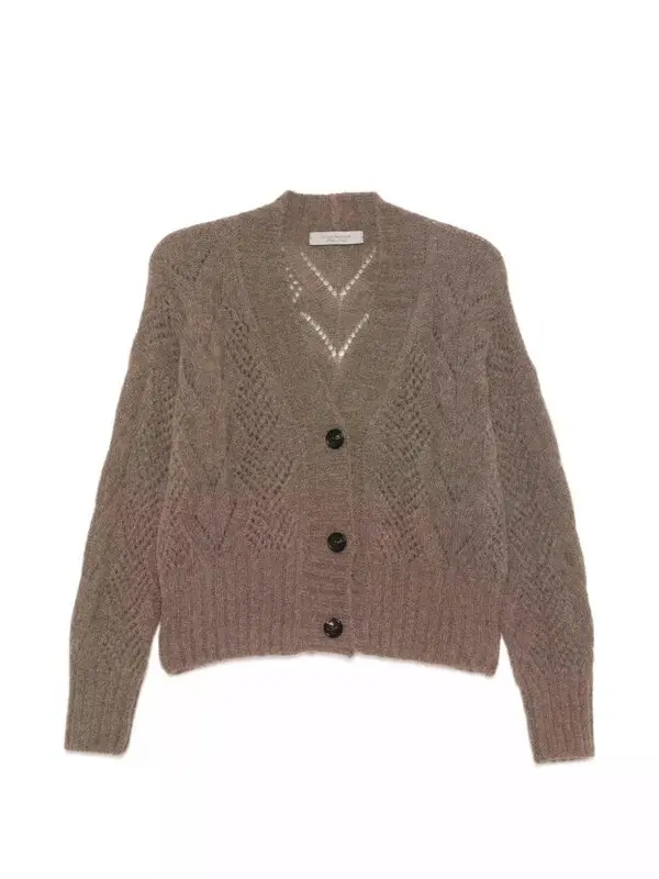 D.exterior Pointelle-knit Cardigan - Brown