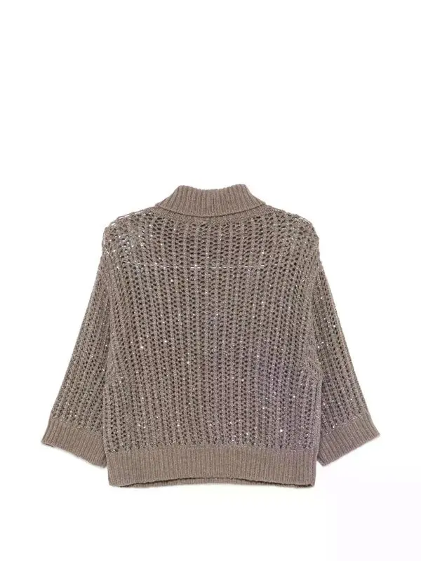 D.exterior Sequin-embellished Open-knit Sweater