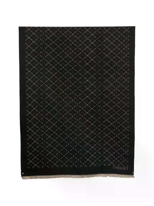 TWINSET Logo-jacquard Frayed Scarf