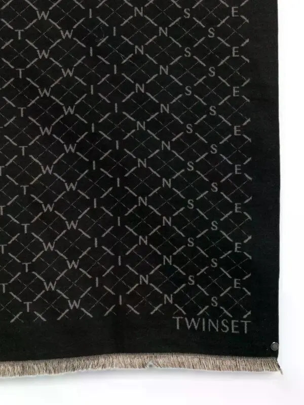TWINSET Logo-jacquard Frayed Scarf