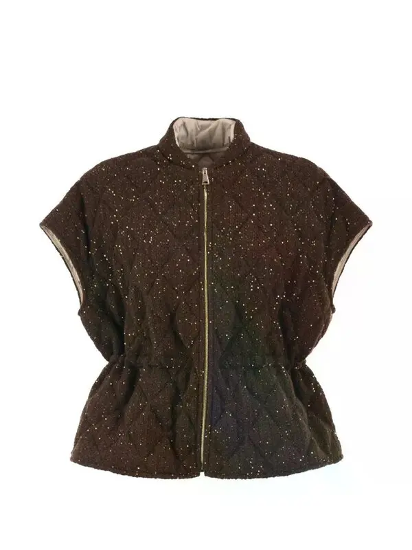 Fabiana Filippi Sequin-embellished Quilted Gilet - Brown