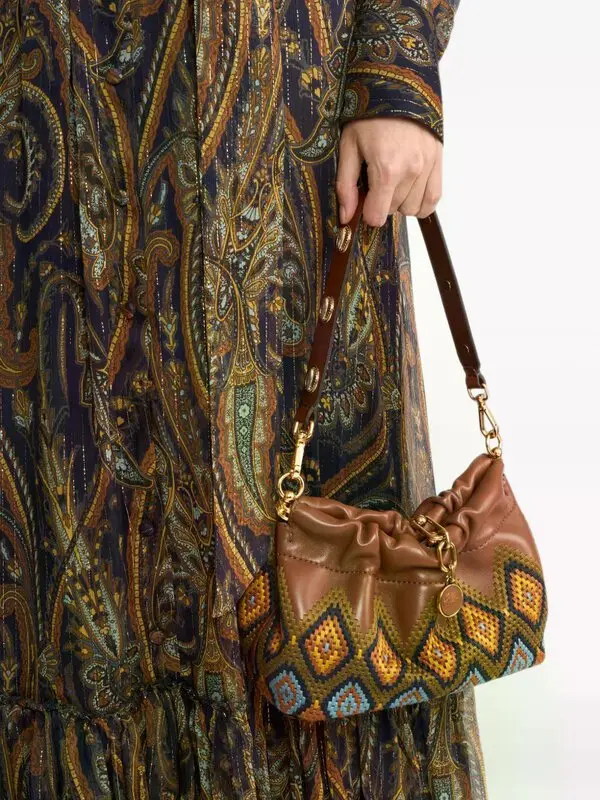 Etro Leather Handle Bag Accessory With Stud Embellishments - Brown