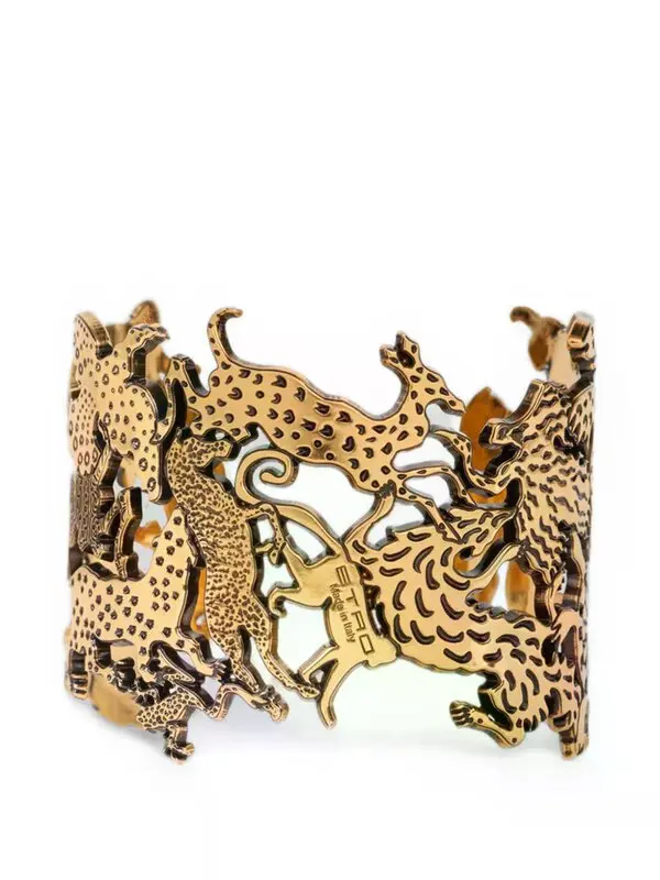 Etro Animal Motif Cuff Bracelet In Tone Brass