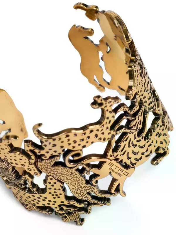 Etro Animal Motif Cuff Bracelet In Tone Brass