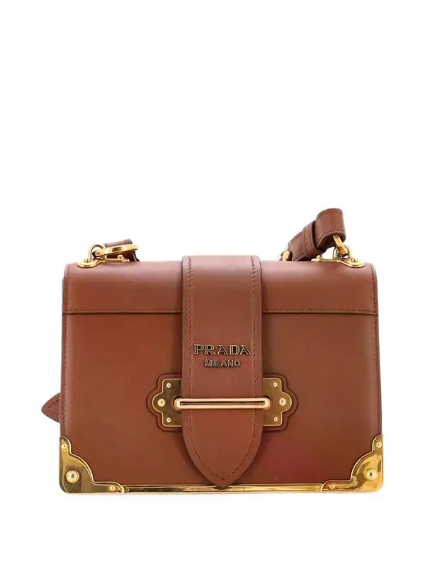 Prada Cahier Leather Small Crossbody Bag - Brown