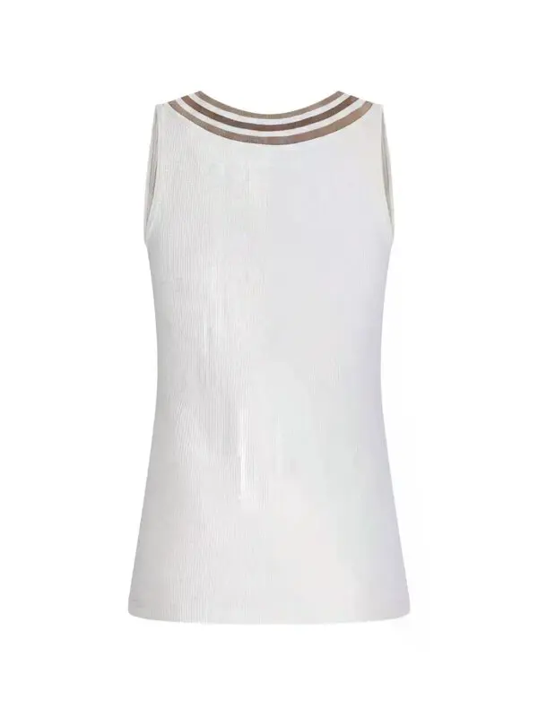 HOUSE OF GRAVITY V-neck Ribbed Knit Top With Striped Trim