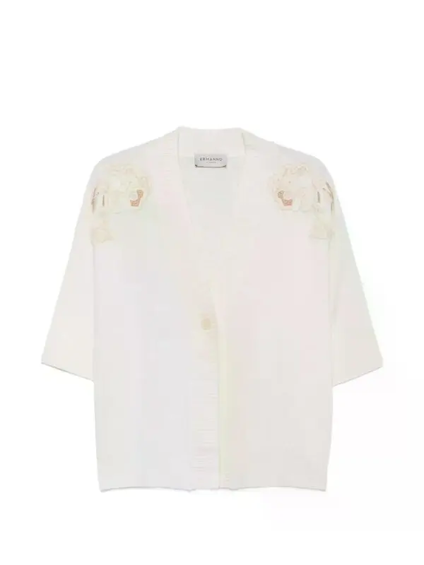 ERMANNO FIRENZE Floral Embroidered V-neck Cardigan