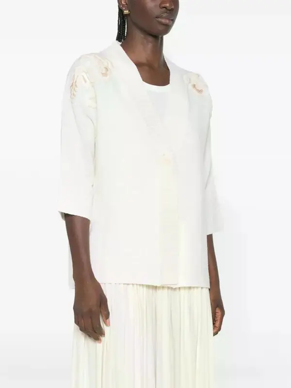 ERMANNO FIRENZE Floral Embroidered V-neck Cardigan