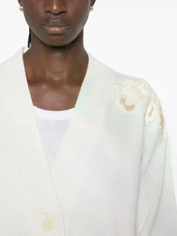 ERMANNO FIRENZE Floral Embroidered V-neck Cardigan