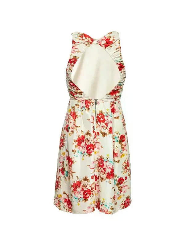 Alice + Olivia Floral Print Sleeveless Ruched Bodice Dress
