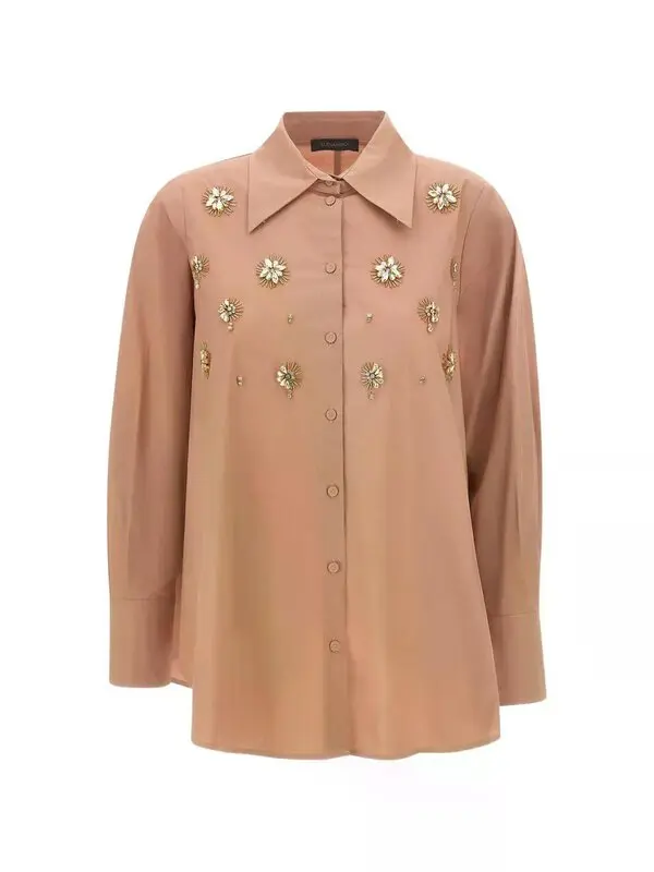 ELENA MIRÒ Jewel Embellished Floral Embroidered Shirt