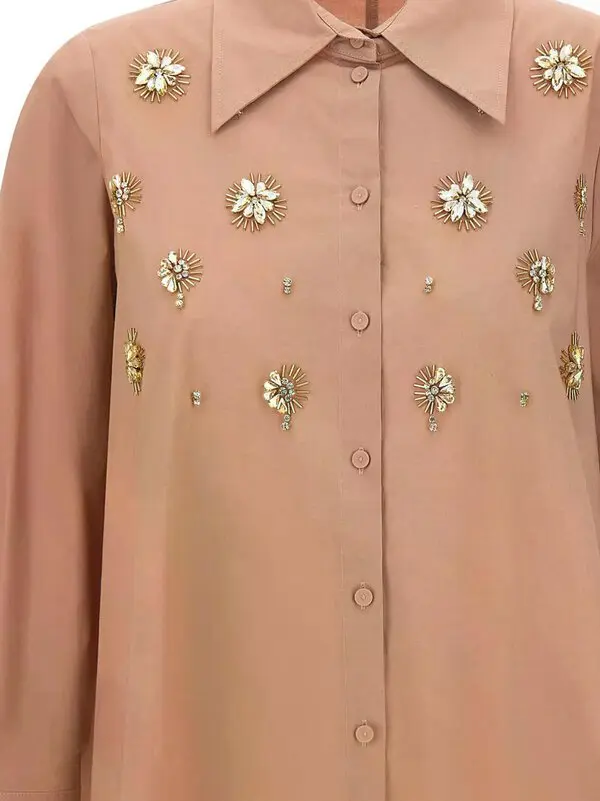 ELENA MIRÒ Jewel Embellished Floral Embroidered Shirt