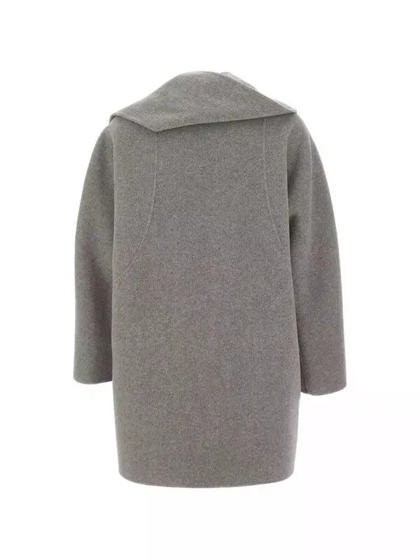 ELENA MIRÒ Felted Texture Coat With Detachable Fringed Scarf