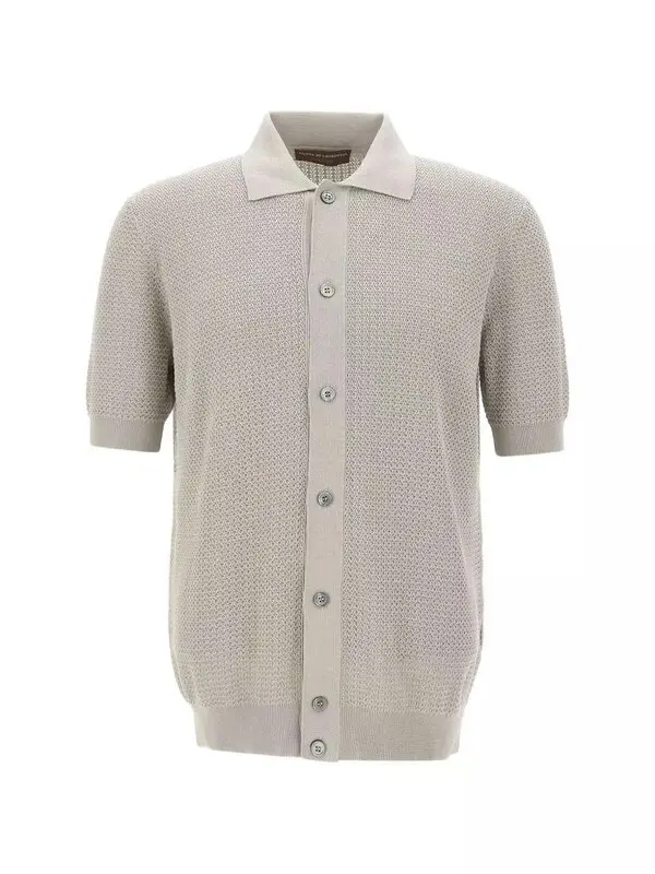 FILIPPO DE LAURENTIIS Textured-knit Short-sleeve Shirt - Grey